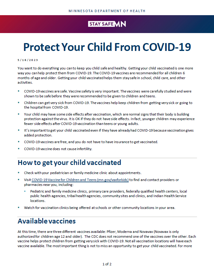 Materials and Resources for COVID-19 Response - MN Dept. of Health